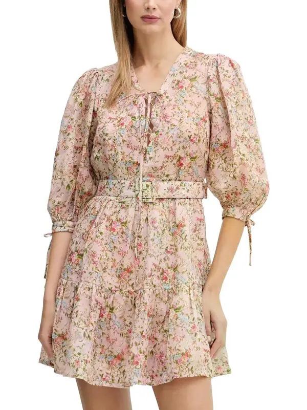 SILVIAN HEACH Floral Belted Mini Dress - Pink