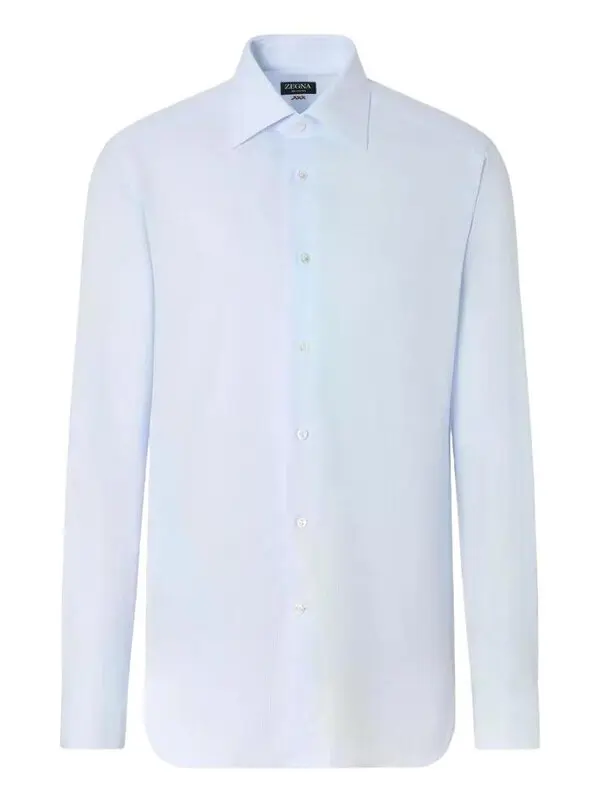 Zegna Micro-checked Cotton Shirt - Blue
