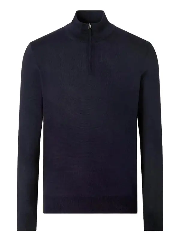Zegna Mélange Zip Mock-neck Sweater - Blue