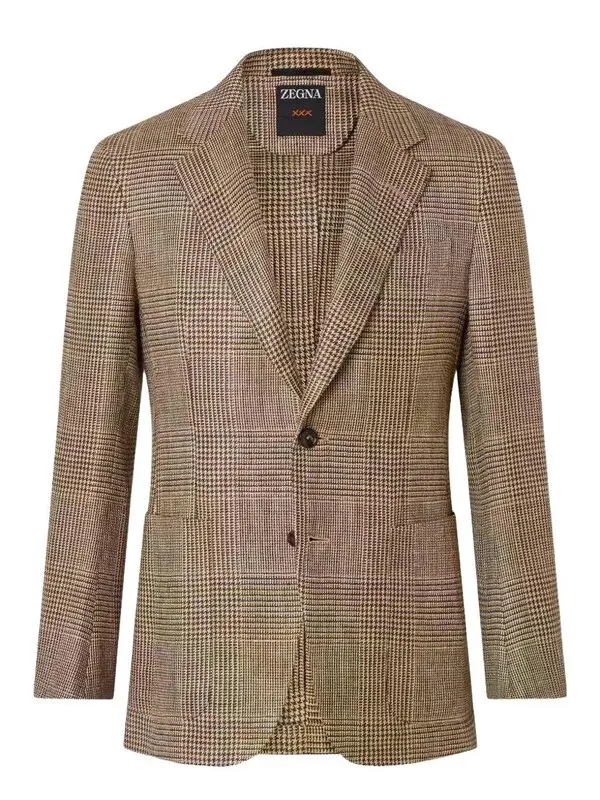 Zegna Checked-pattern Blazer - Brown
