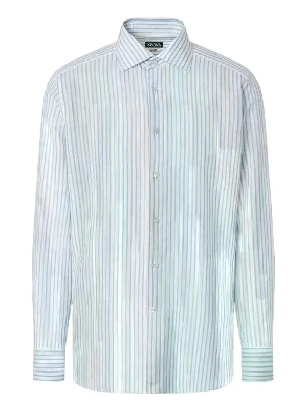 Zegna Striped Cotton Shirt - White
