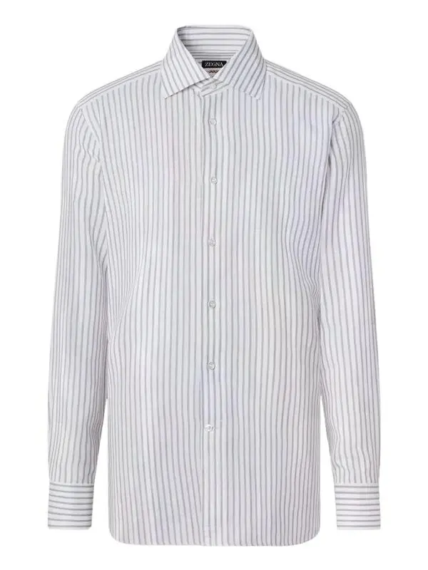 Zegna Striped Cotton Shirt - White