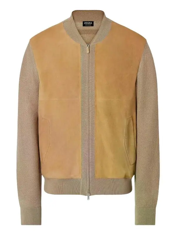 Zegna Panelled Bomber Jacket - Neutrals