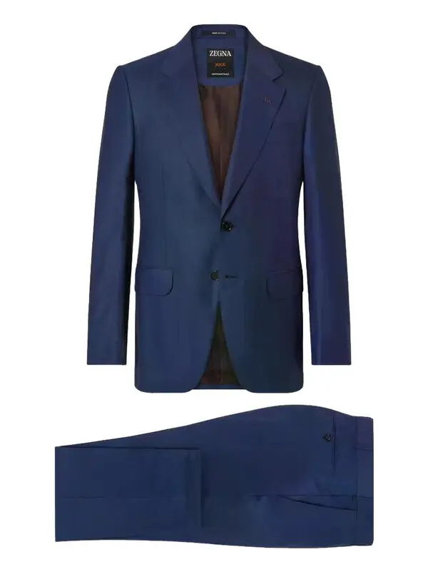 Zegna Centoventimila Checked Wool Suit - Blue