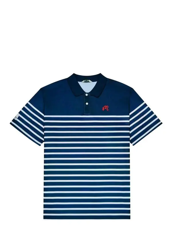 MALBON Striped-pattern Polo Shirt - Blue