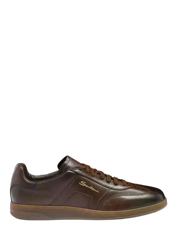 Santoni Leather Lace-up Sneakers - Brown