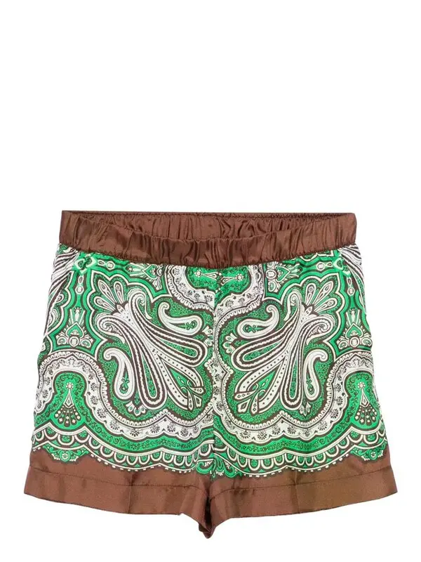 P.a.r.o.s.h Paisley Print Scalloped Hem Shorts - Green