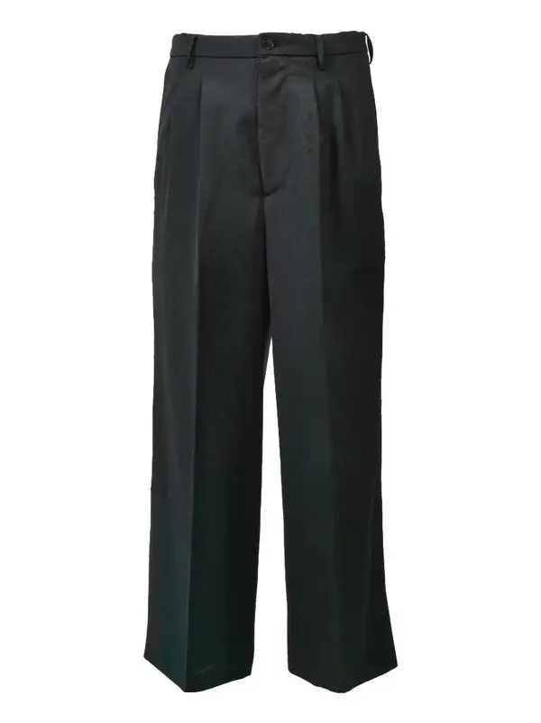 MASU Pleated Wide Leg Trousers - Black
