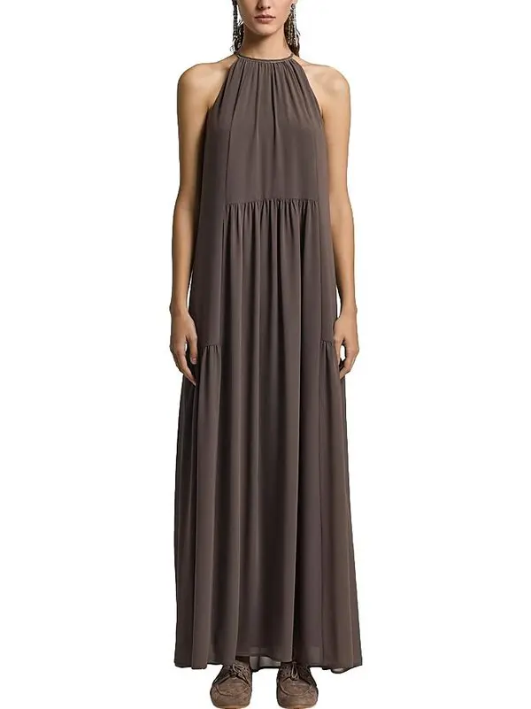 Peserico Maxi Shift Dress - Brown Bark