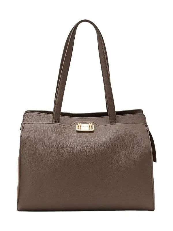 REISS Leather Tote - Taupe
