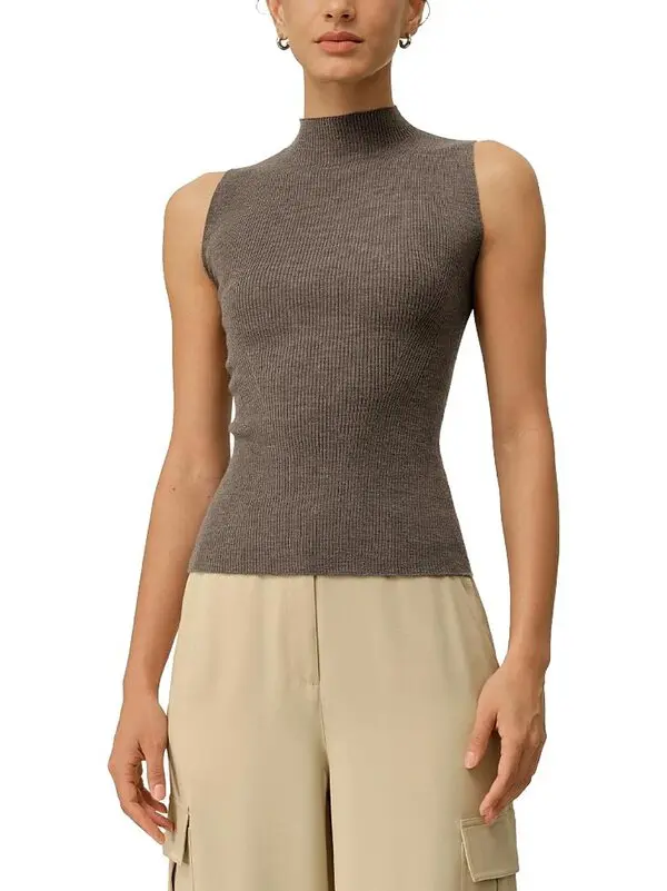 Lilysilk Seamless Sleeveless Knit Wool Vest - Brown