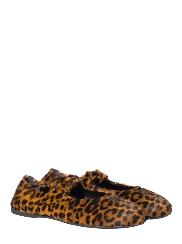 Miu Miu Ruches Printed Leather Ballerinas - Honey