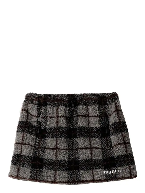 Miu Miu Checked Teddy Miniskirt - Gray/black