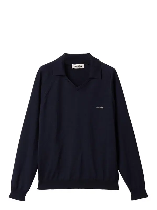 Miu Miu Wool Polo Sweater - Blue/grey