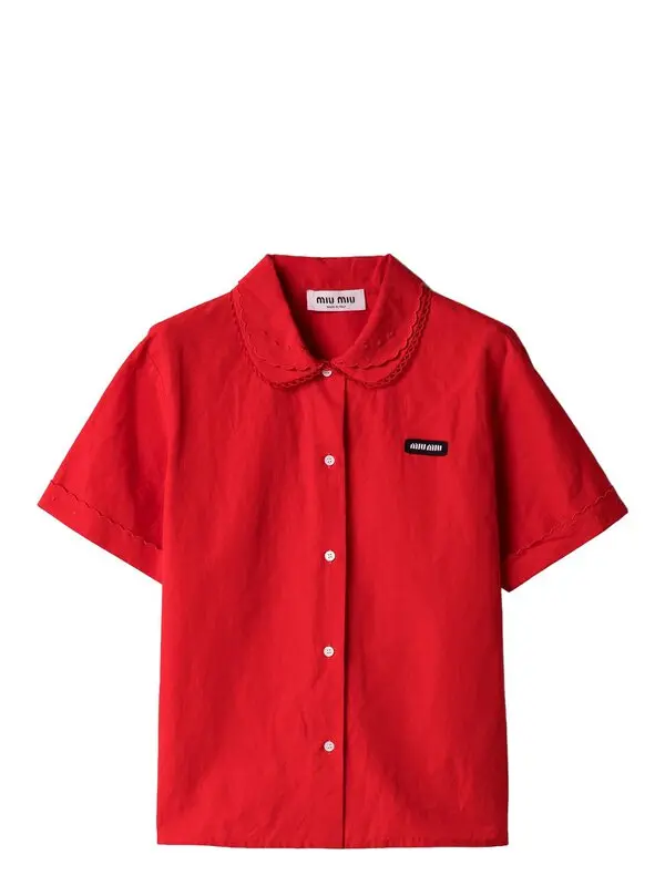 Miu Miu Slubbed Poplin Shirt - Red
