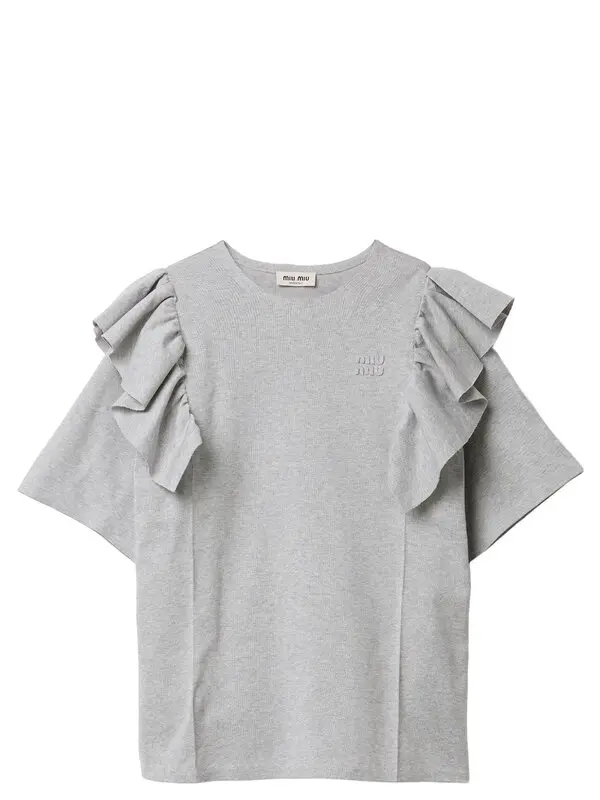 Miu Miu Cotton Crew-neck Dress - Marble Gray