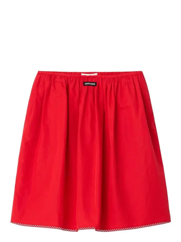 Miu Miu Slubbed Poplin Flared Skirt - Red