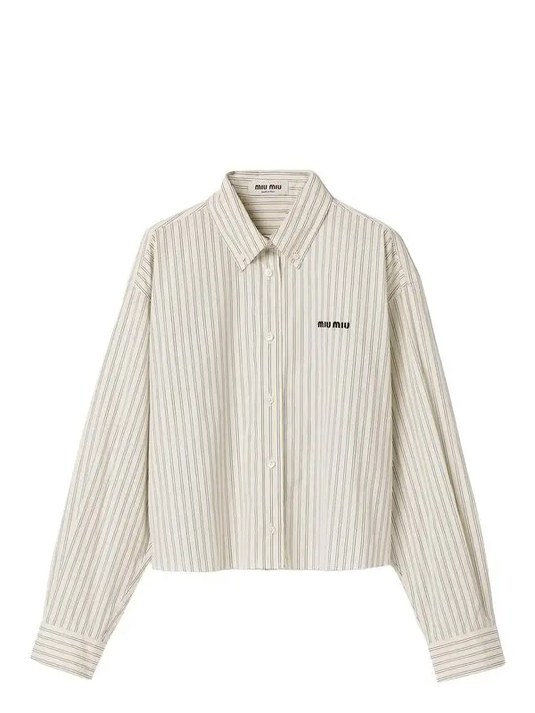 Miu Miu Striped Poplin Shirt - Cream