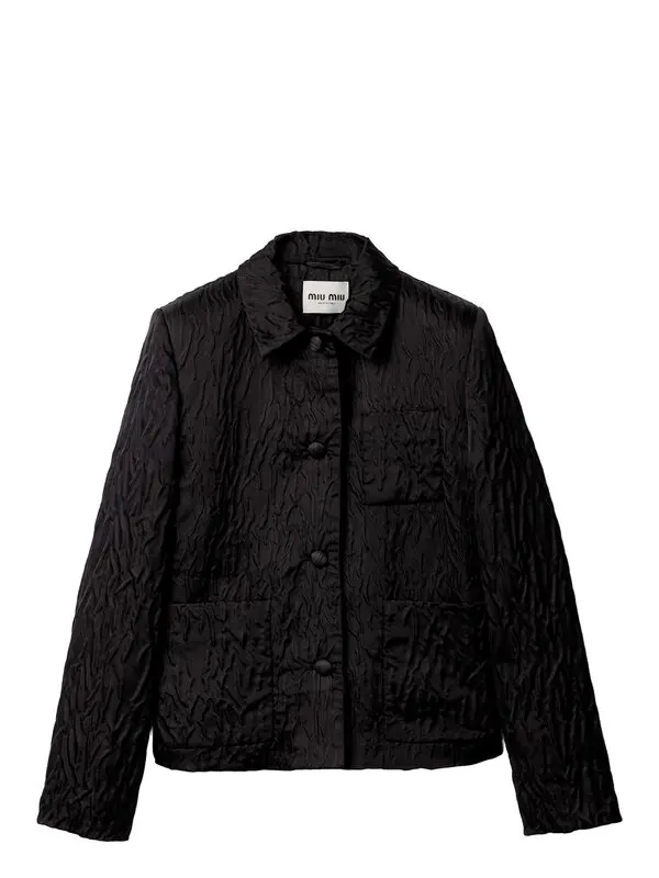 Miu Miu Single-breasted Cloqué Duchesse Jacket - Black