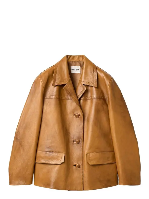 Miu Miu Leather Jacket - Sesame