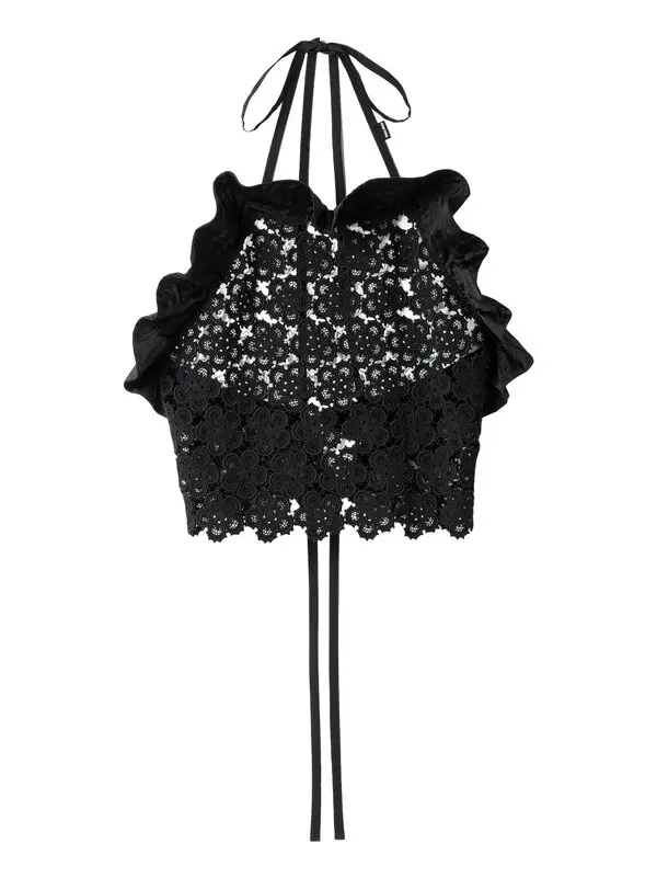 Miu Miu Macramé Pinafore Top - Black