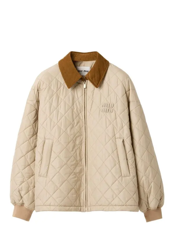 Miu Miu Technical Fabric Blouson Jacket - Sand Beige