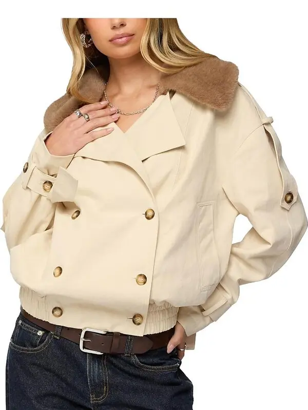 EDIKTED Detachable Trench Coat - Beige