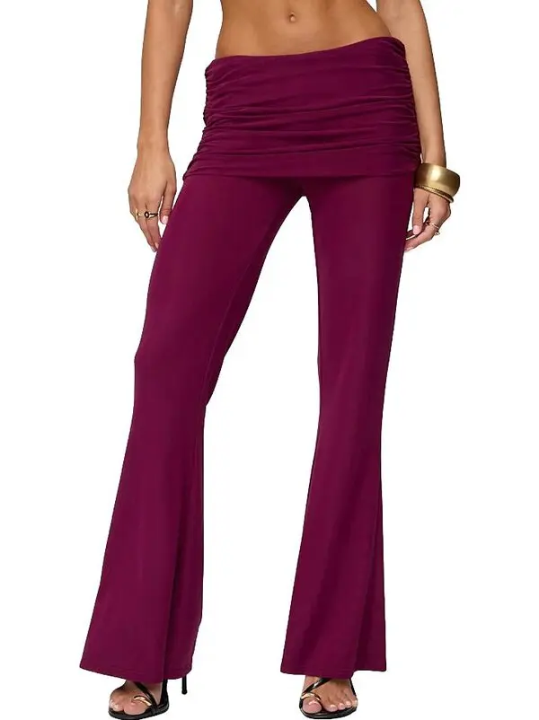 EDIKTED Mini Skirt Pants - Burgundy