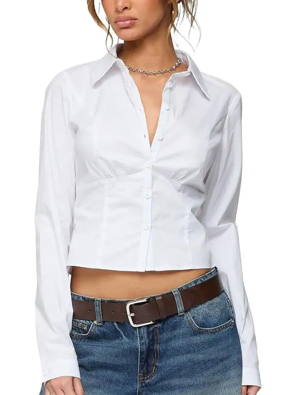 EDIKTED Laurna Tailored Button Up Shirt - White