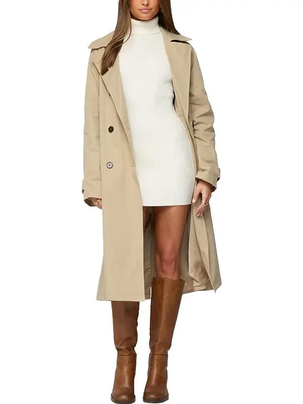 EDIKTED Amur Maxi Trench Coat - Camel