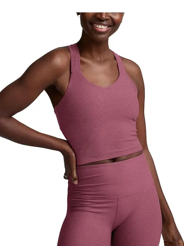 Beyond Yoga Spacedye Twist Cropped Tank - Smooth Mauve Heather