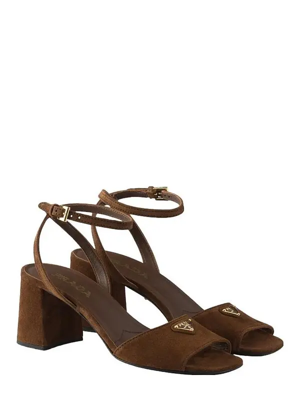 Prada Suede High Heel Sandals - Brown