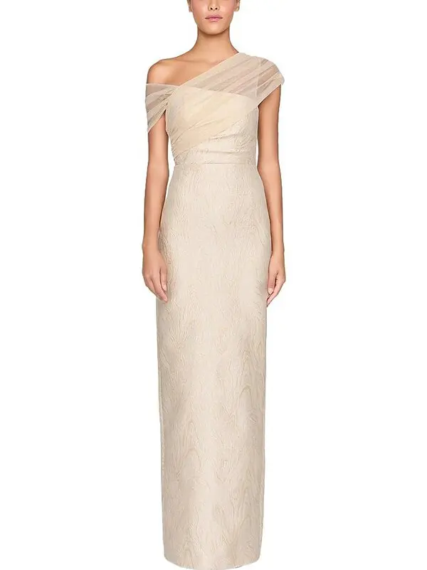 Theia Zara Draped Gown - Champagne