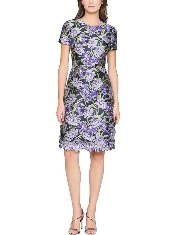 Theia Jacquard Dress - Iris Bloom