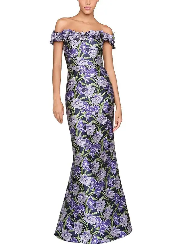Theia Olyssia Off-the-shoulder Gown - Iris Bloom