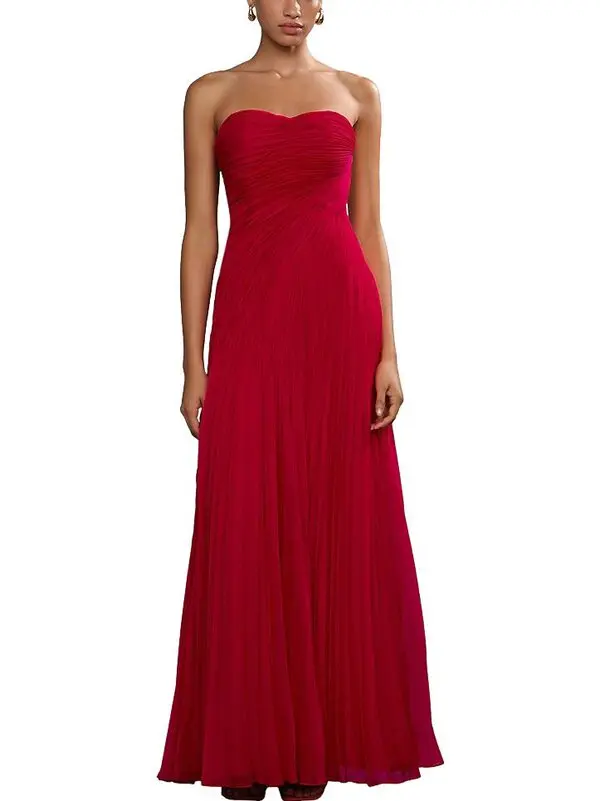 AMUR Elea Pleated Dress - Solstice Red