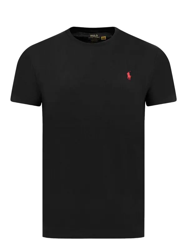 Polo Ralph Lauren Cotton Tshirt With Embroidered Logo On The Front - Black