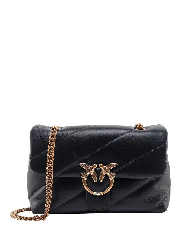 Pinko Love Puff Classic Matelassé Leather Shoulder Bag - Black