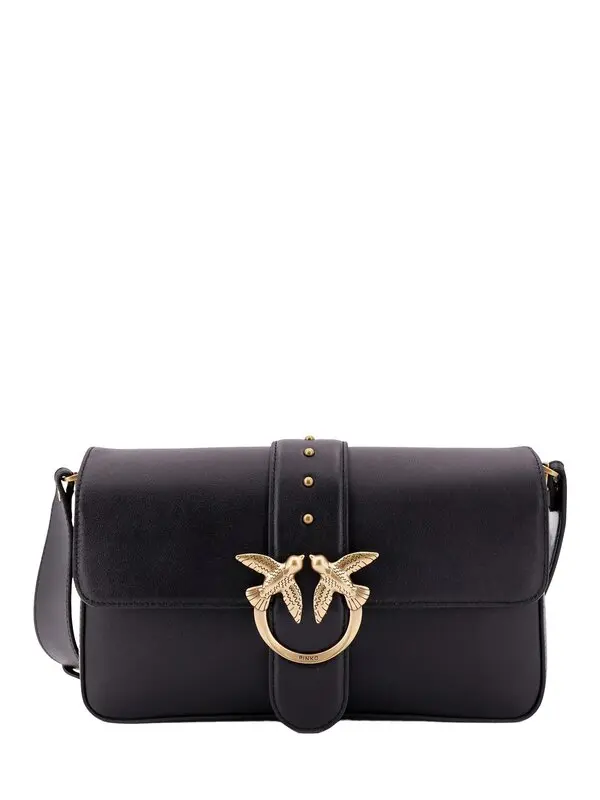 Pinko Love One Classic Leather Shoulder Bag - Black