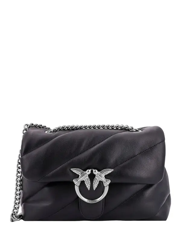 Pinko Matelassé Leather Shoulder Bag - Black