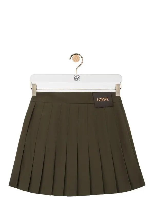 Loewe Pleated Mini Skirt - Khaki Green
