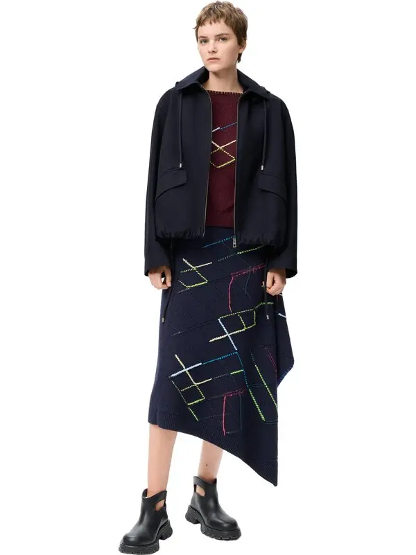 Loewe Hooded Cotton And Silk Parka - Dark Navy