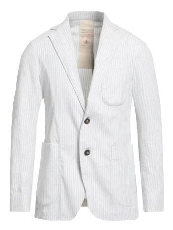 MESSAGERIE Patrizio Piscaglia Striped Single-breasted Blazer - Light Grey