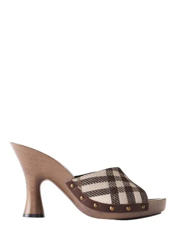 Burberry Le Potter Embellished Checked Mules - Neutrals