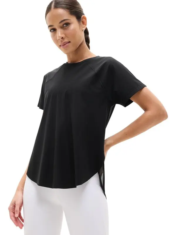 Athleta Relaxed Fit Mesh Back Tee - Black