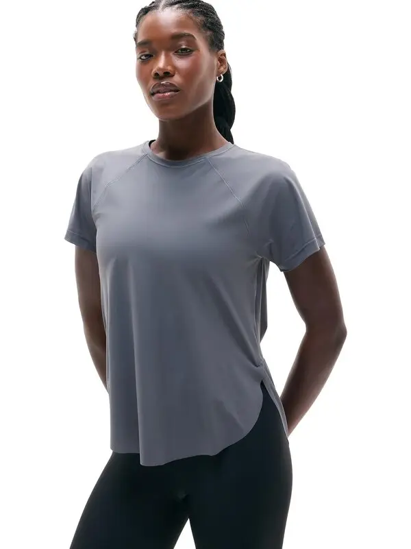 Athleta Relaxed Fit Mesh Tee - Slate