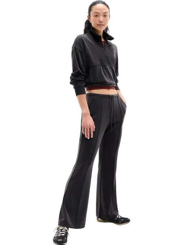 Athleta Seasoft Pintuck Mid Rise Flare Pant - Black