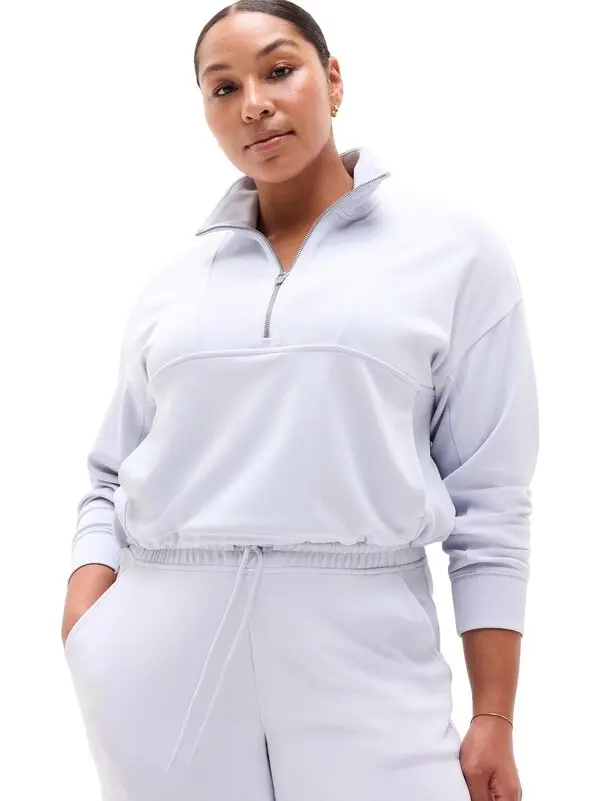 Athleta Seasoft Rib Quarter Zip Popover - Dove
