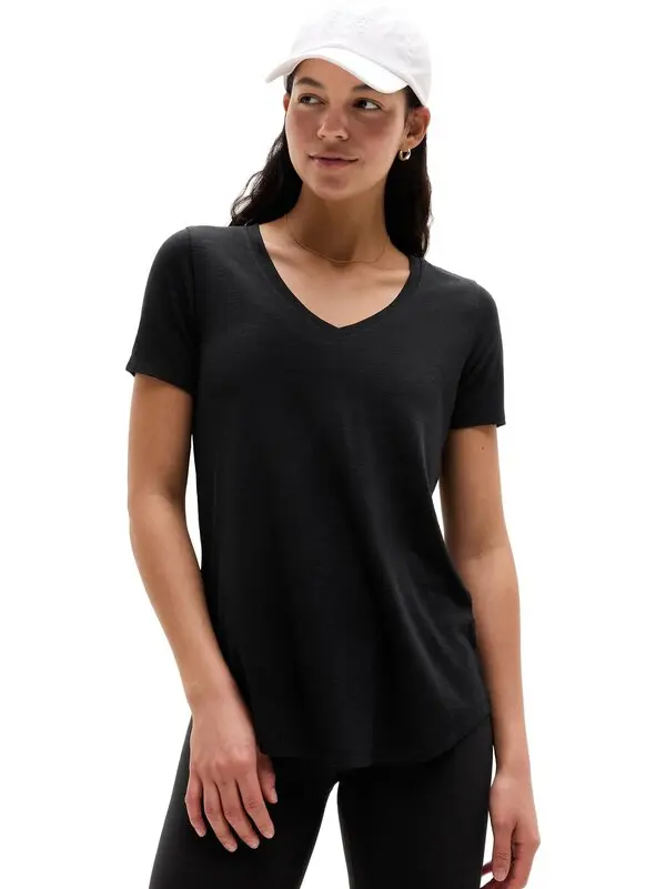 Athleta Breezy Scoop V-neck Tee - Black