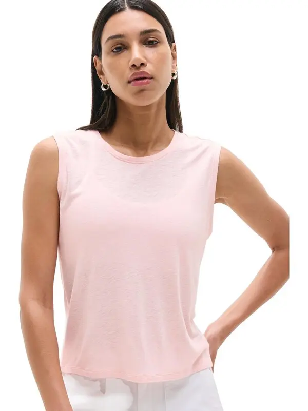 Athleta Getaway Linen Blend Muscle Tank - Pink Sand